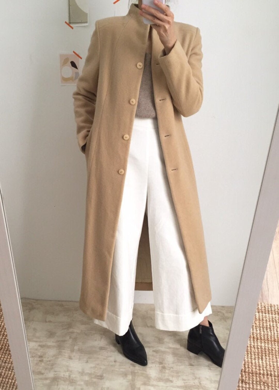 Almond Coat cashmere Wool Shift Scoat more Colours - Etsy