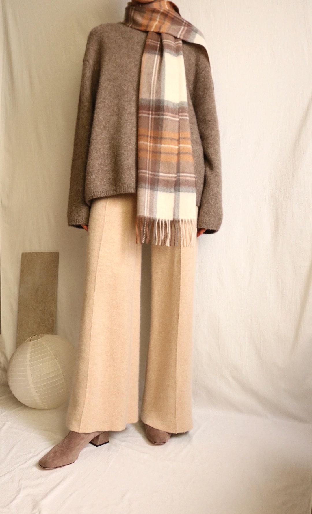Wool Lambswool Plaid Scarf With Fringes -edinburgh Moors - Etsy
