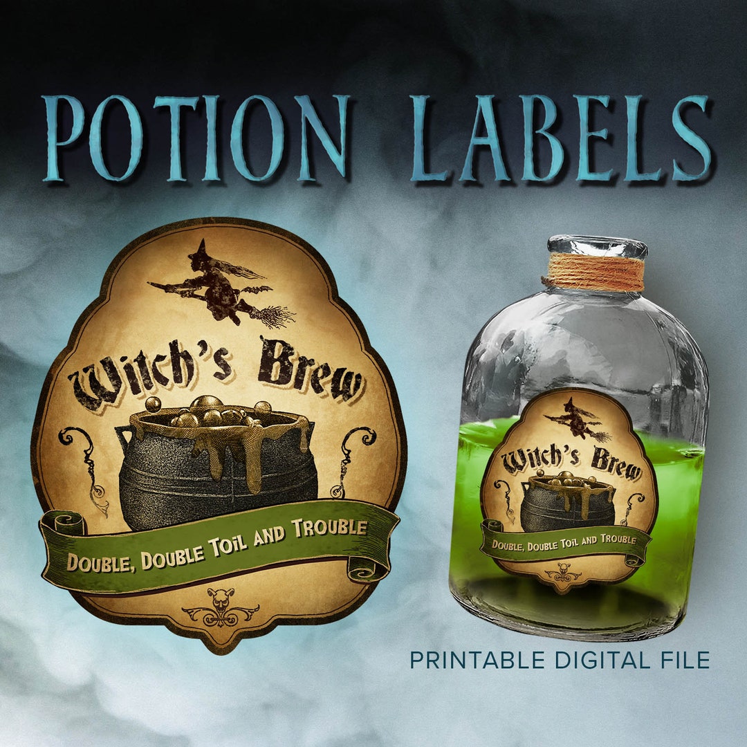 Witch's Brew Potion Label, Halloween Label, Witch Label, Vintage Label ...