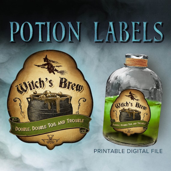 Witchs Brew Potion Label Halloween Label Witch Label Etsy