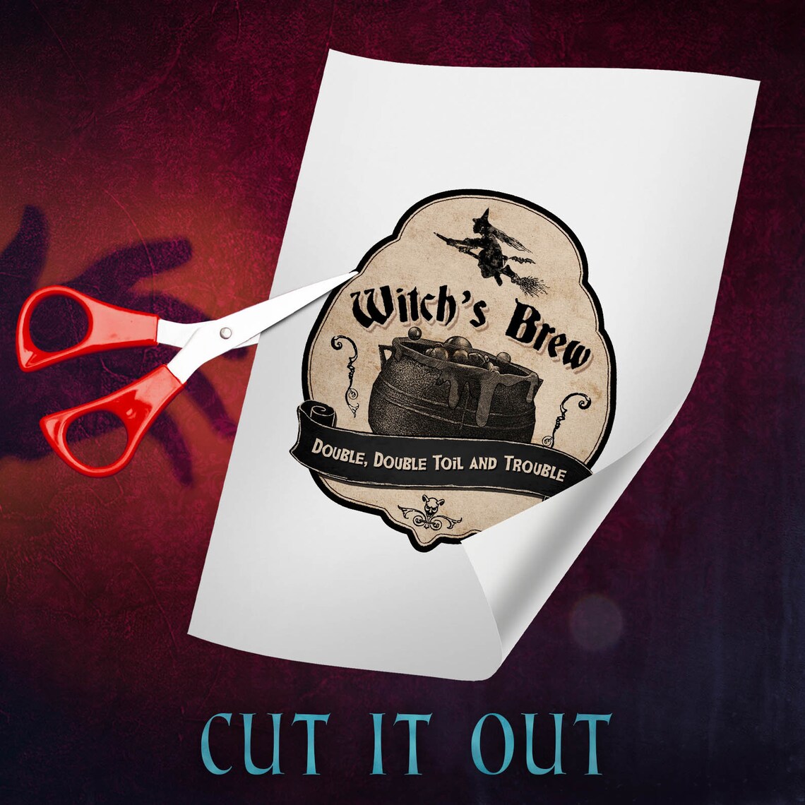 Witch's Brew Potion Label, Halloween Label, Witch Label, Vintage Label ...