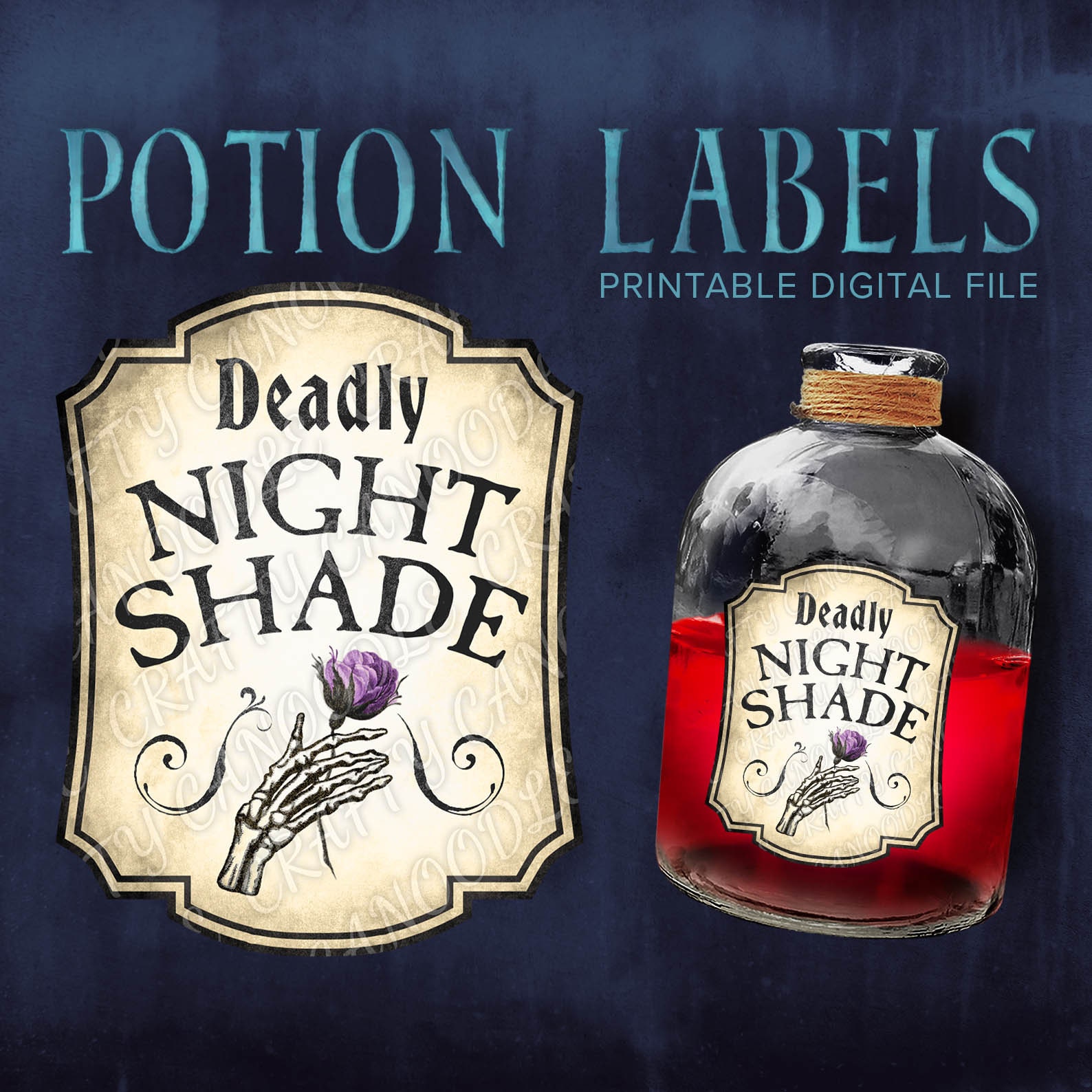 Potion Label, Halloween Label, Deadly Night Shade Label, Witch Label ...
