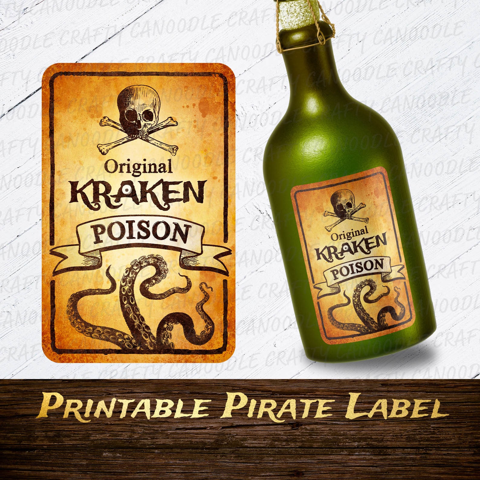 Pirate Label, Kraken Poison, Pirate Themed, Vintage Printable Labels ...
