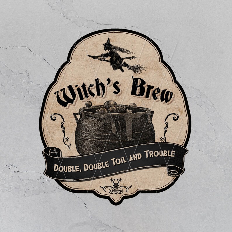 Witch's Brew Potion Label, Halloween Label, Witch Label, Vintage Label ...