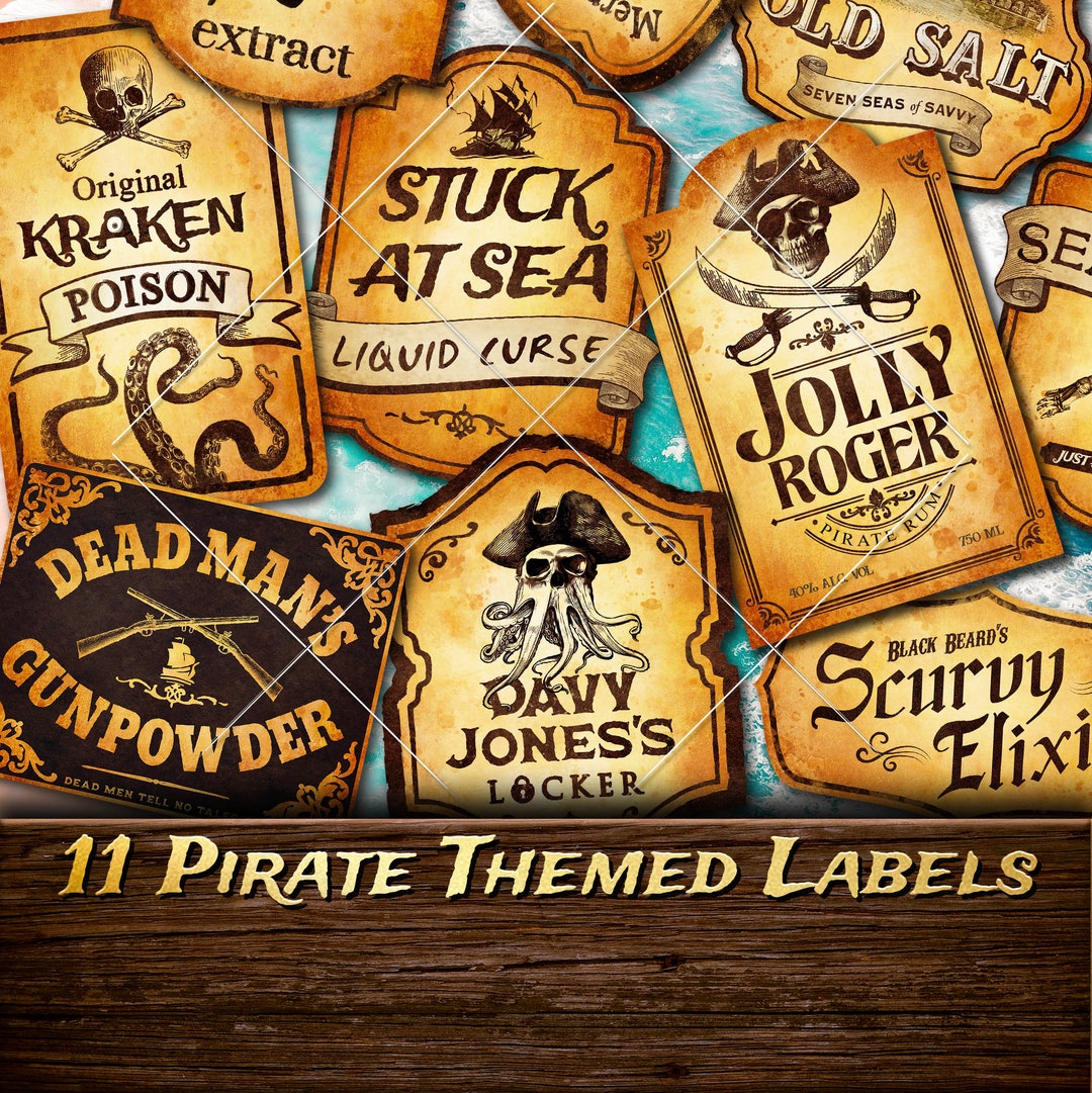 Pirate Themed, Pirate Labels, Vintage Printable Labels, Handmade Labels ...