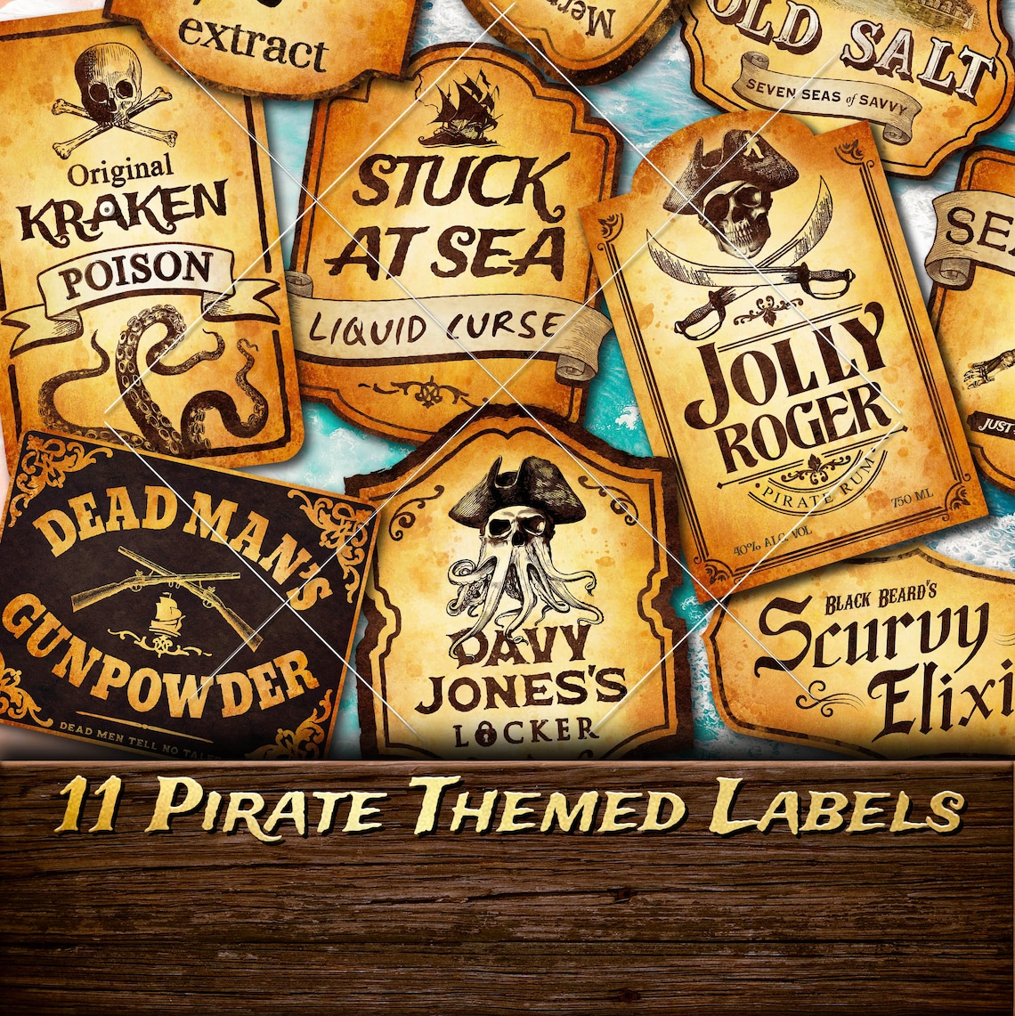 Pirate Themed, Pirate Labels, Vintage Printable Labels, Handmade Labels ...