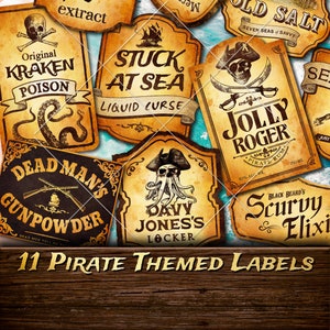 Pirate Themed, Pirate Labels, Vintage Printable Labels, Handmade Labels ...