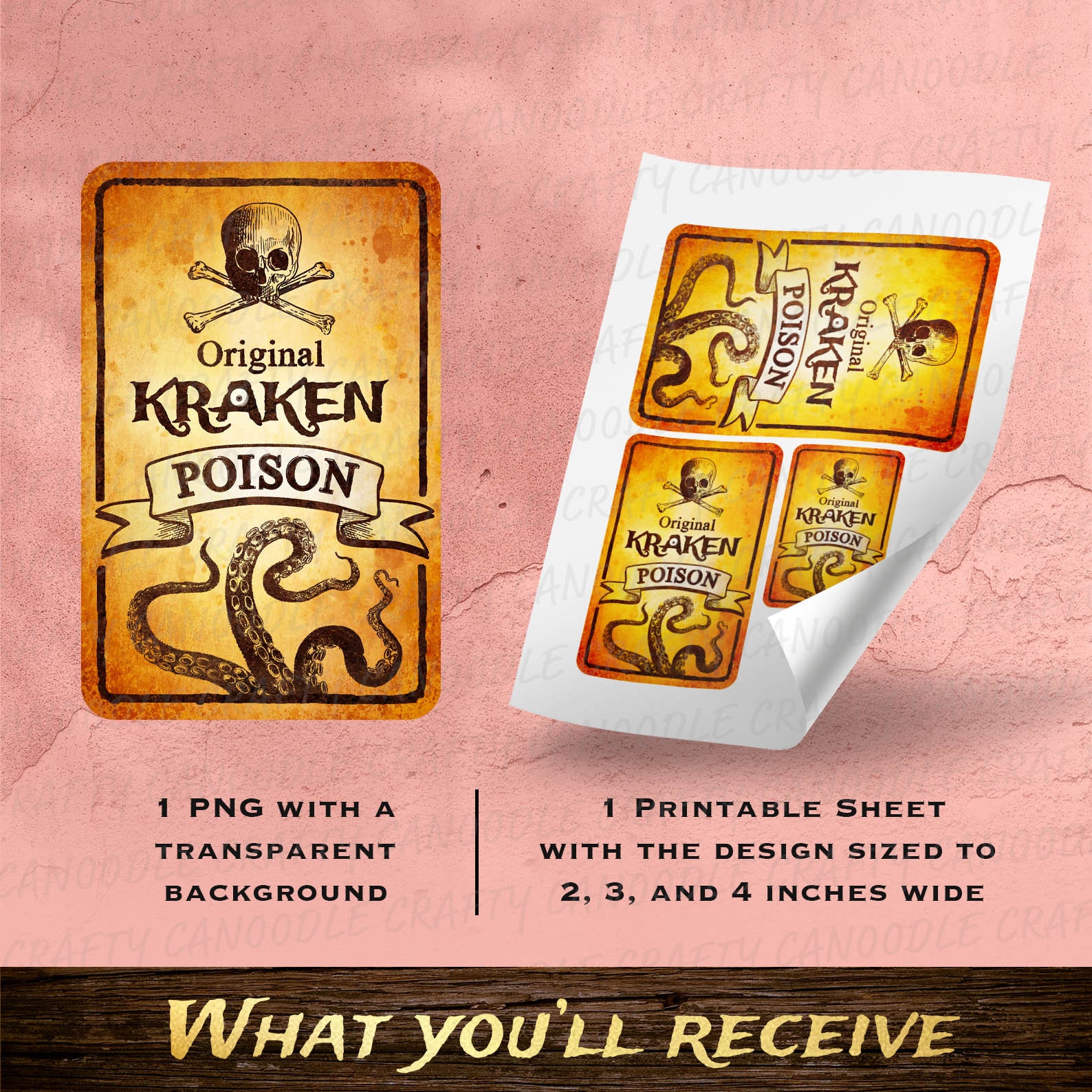 Pirate Label, Kraken Poison, Pirate Themed, Vintage Printable Labels ...