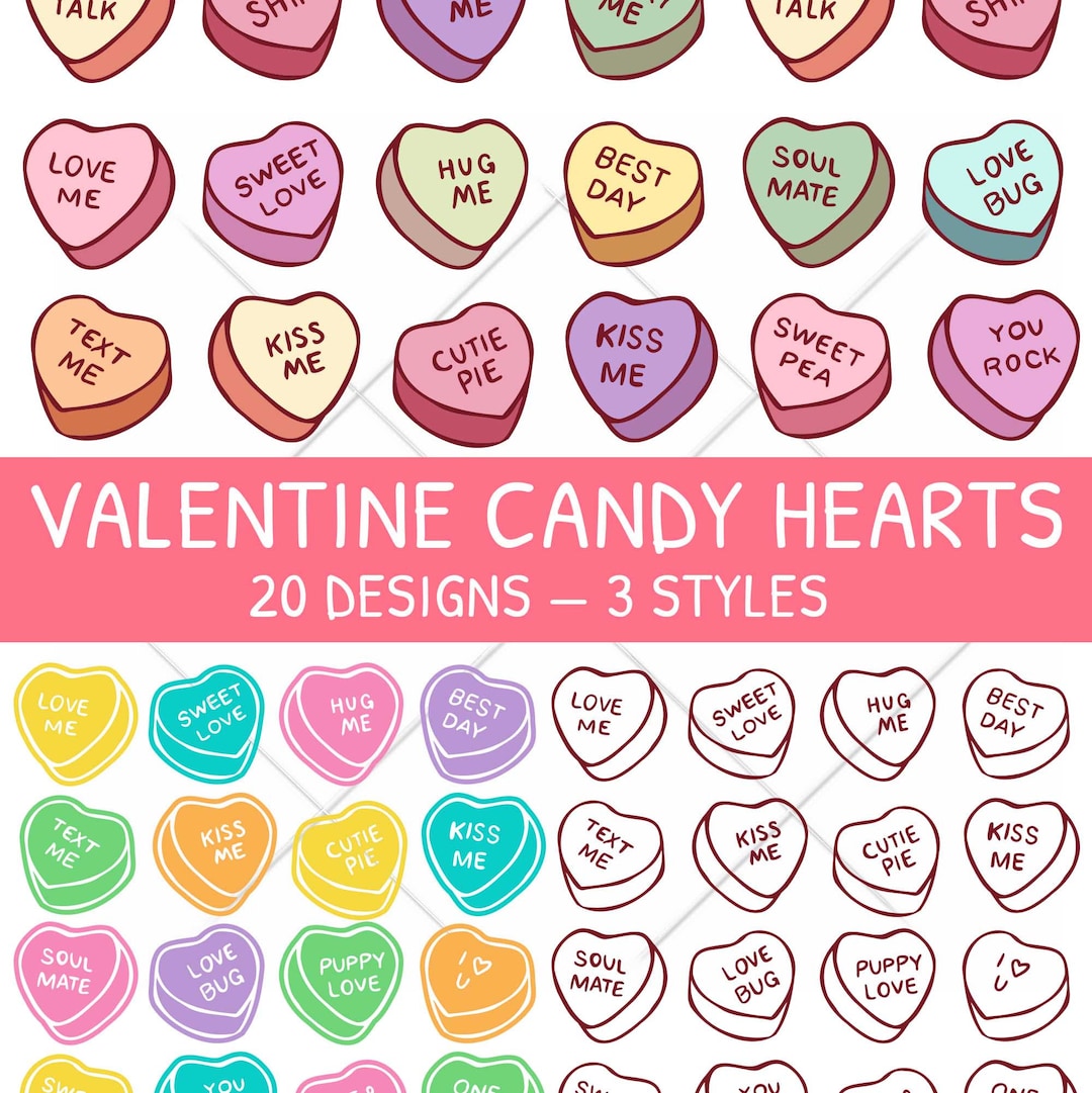 Valentine's Day Candy Hearts SVG, Romantic Conversation Hearts Svg ...