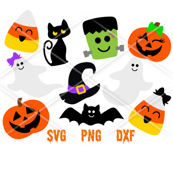Cute Halloween Clipart Svg File Cute Halloween Faces - Etsy