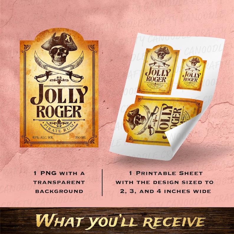 Pirate Label, Jolly Roger, Vintage Rum Label, Pirate Themed, Vintage ...