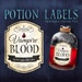 Vampire Blood Potion Label, Halloween Label, Witch Label, Vintage Label ...