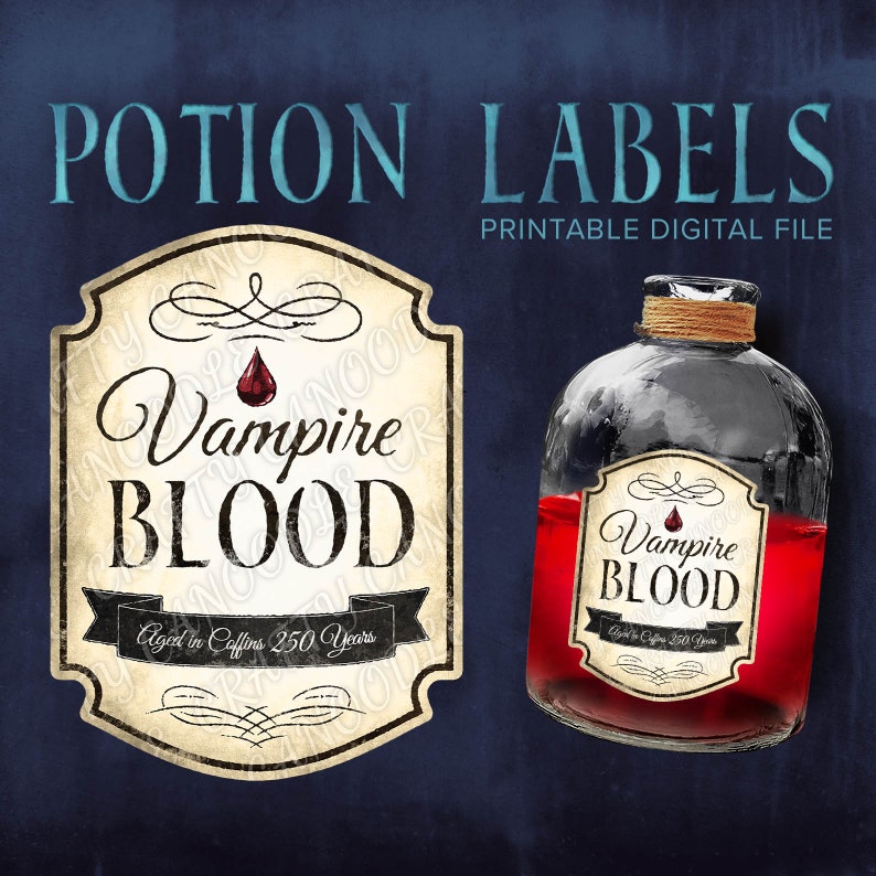 Vampire Blood Potion Label, Halloween Label, Witch Label, Vintage Label ...