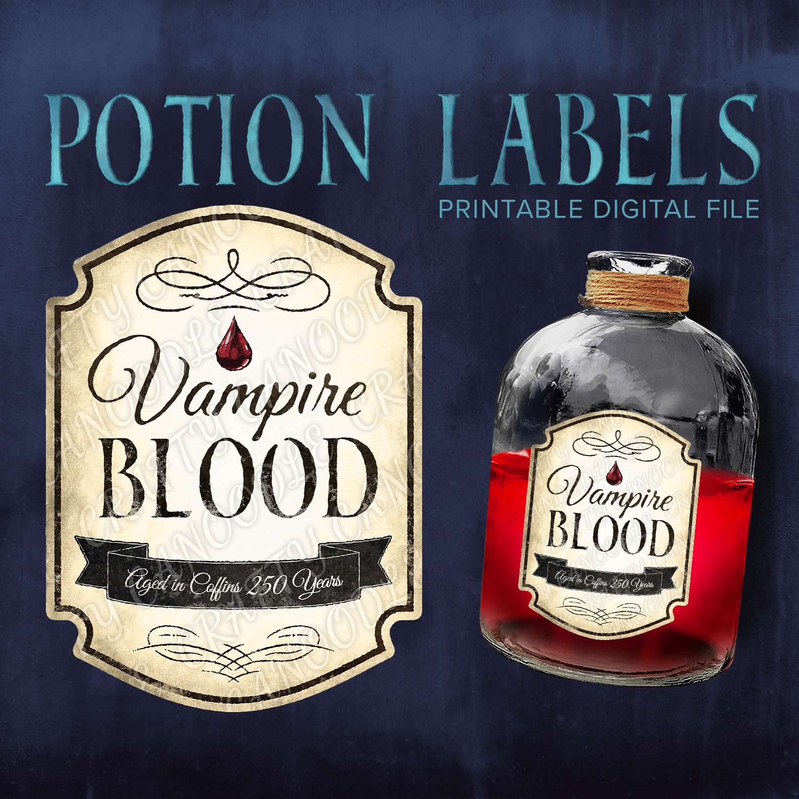 Vampire Blood Potion Label, Halloween Label, Witch Label, Vintage Label ...