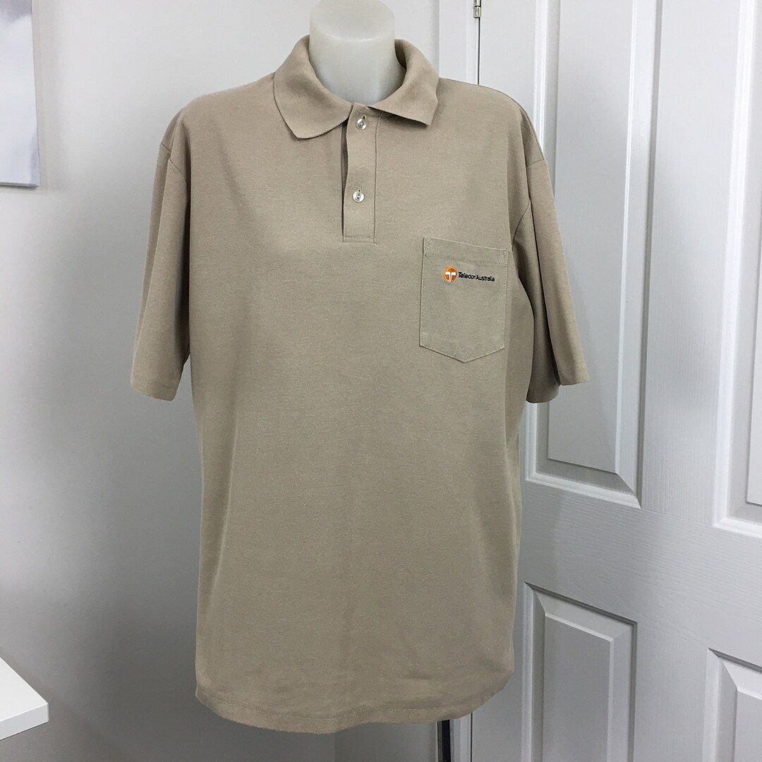 Vintage 1980 Telstra Work Polo Telecom Australia Hard Yakka Beige ...