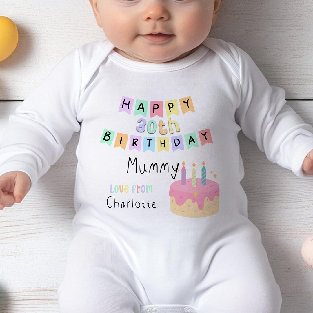 Happy Birthday Mummy Baby Grow: Personalised 30th/40th Sleepsuit - Etsy