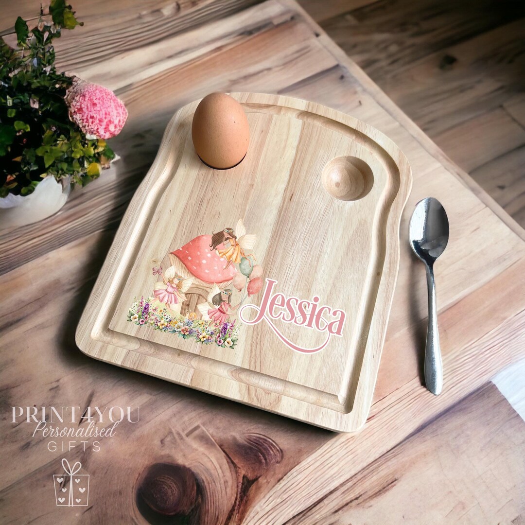Personalised Wooden Egg Breakfast Board UV Printed Egg Serving Platter ...