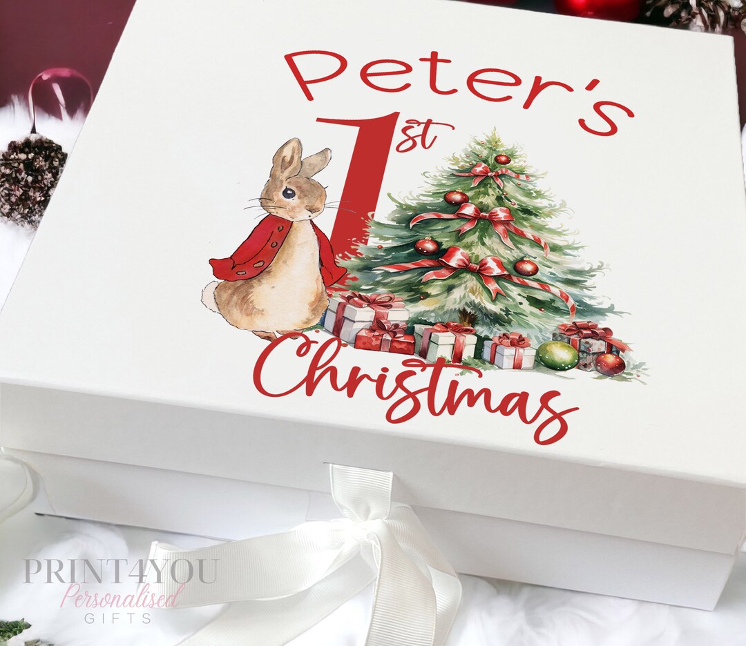 Red Peter Rabbit First Christmas Eve Box, Personalised Box, Xmas ...