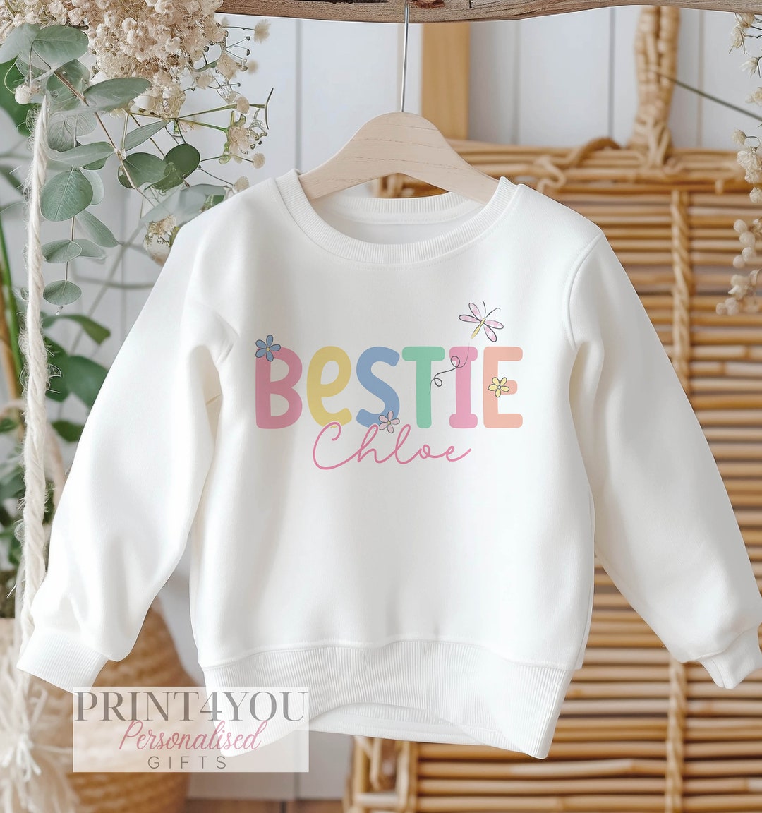 Personalised Bestie Jumper, Birthday Sweatshirt for Children, Childrens ...