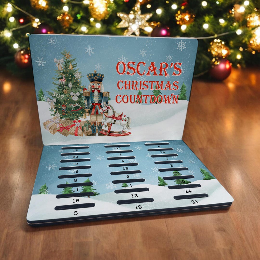 Personalised MDF Christmas Countdown Advent Calendar - A5 Size - Holds ...