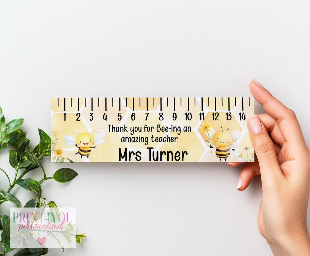 Personalised Bee Teacher Ruler | Custom Acrylic Ruler | UV Printed Gift ...
