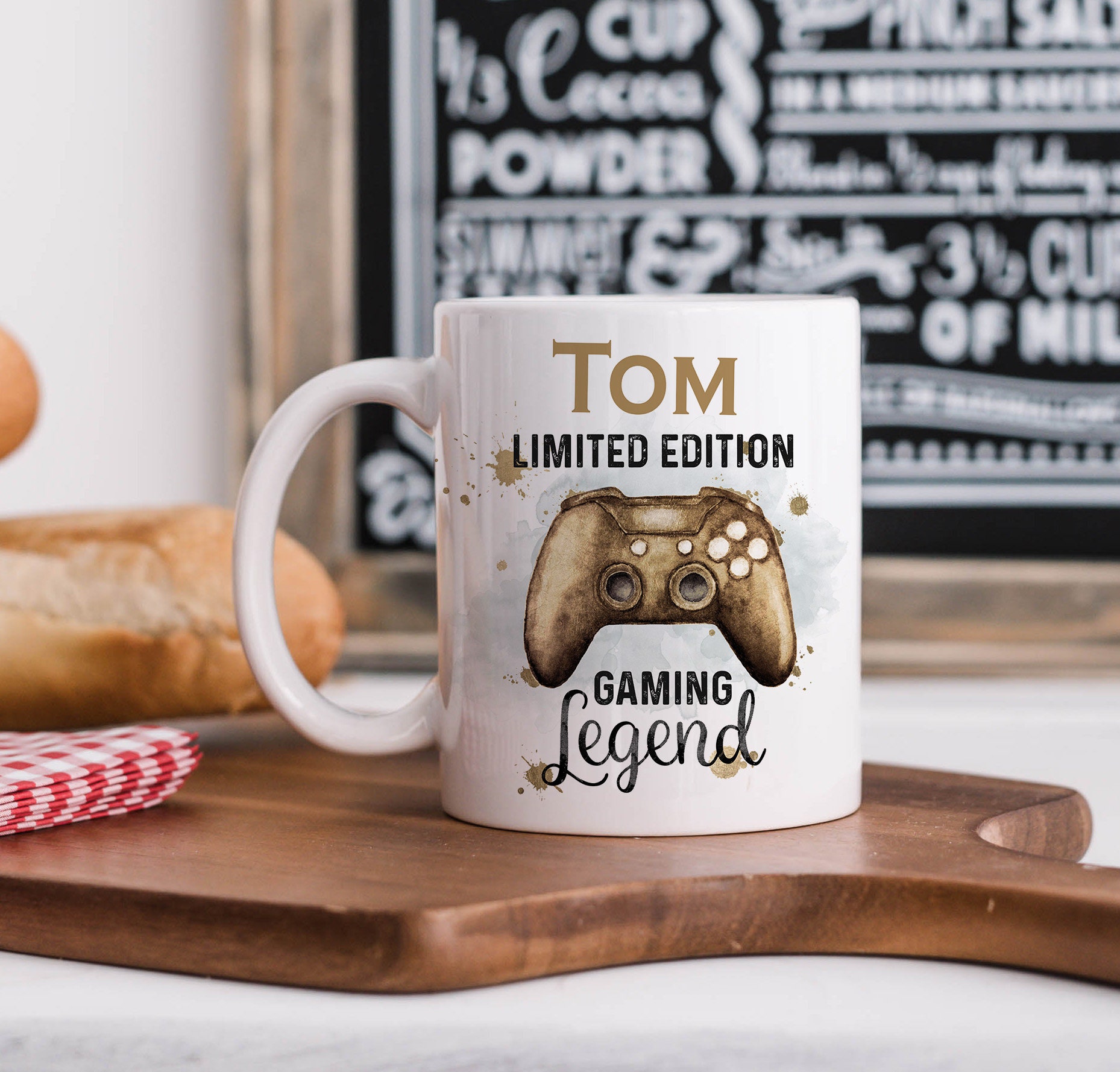 Gold Gaming Gamer Controller, Personalised Gift Mug, Limited Edition ...