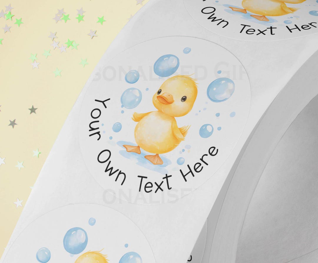 Personalised Yellow Duck Stickers - 5cm High Gloss Waterproof for Party ...