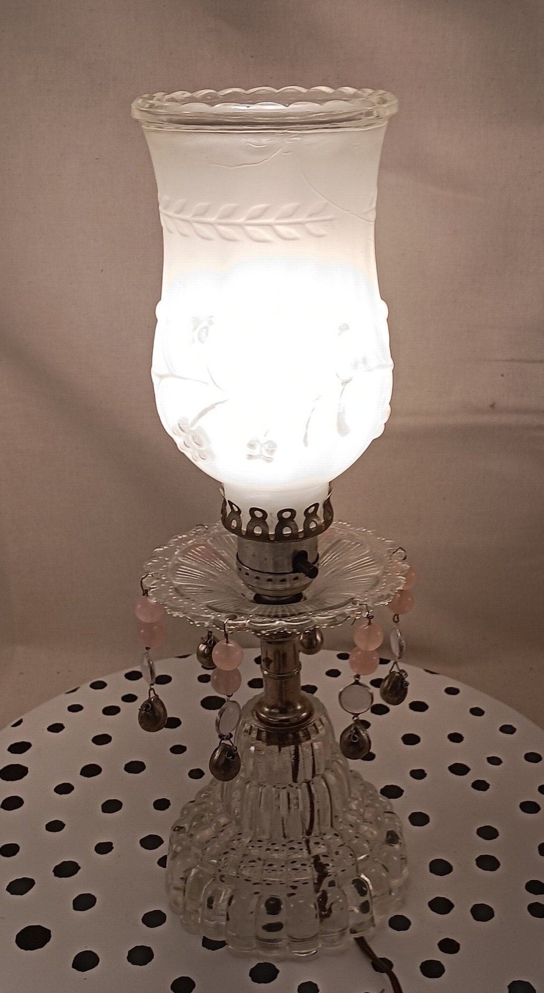 Vintage Frosted Glass Lamp - Etsy