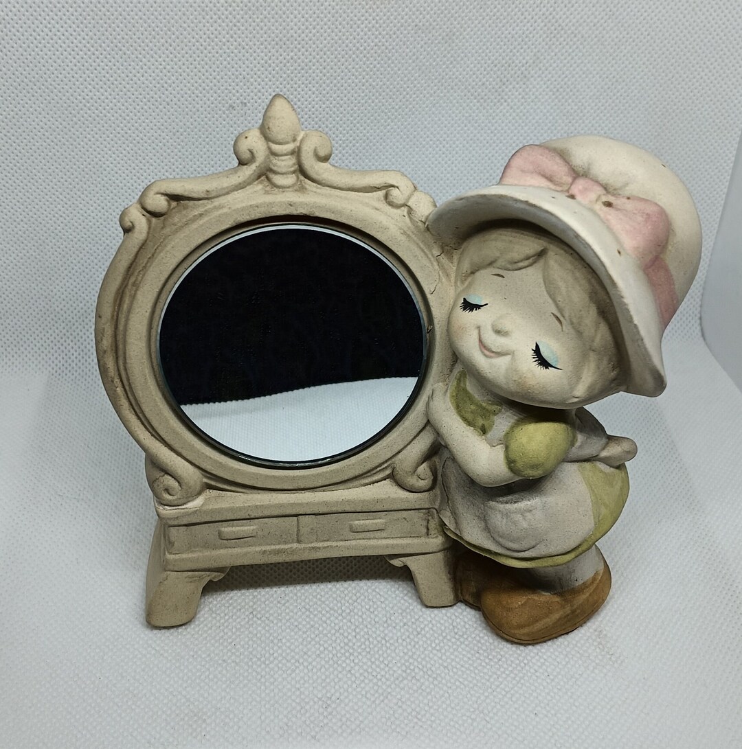 Vintage UCTCI Japan Poppet Girl W/ Mirror Ceramic Figure - Etsy