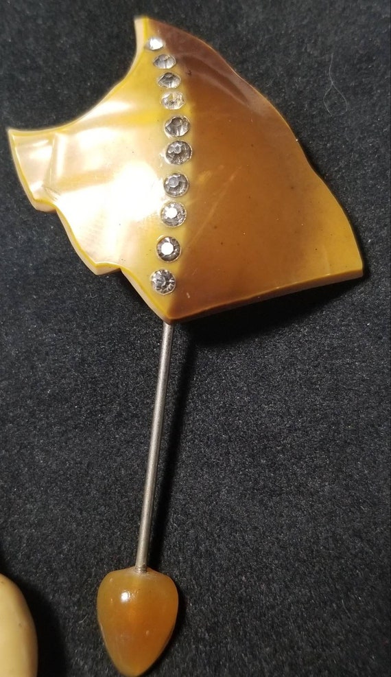 Antique Bakelite Art Deco Screw Stick Pins (2 pieces) - Gem