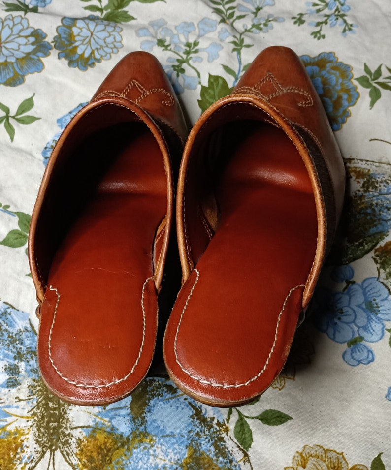 Vintage Cow Hide Leather & Wood Sole High Heel Wedge Clogs - Etsy