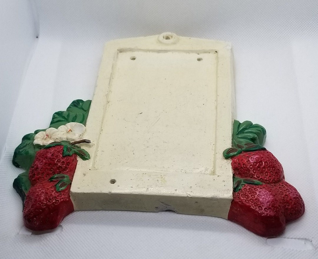 Vintage Plaster Cast Hand Painted Strawberry Wall Mount Note Pad Holder ...