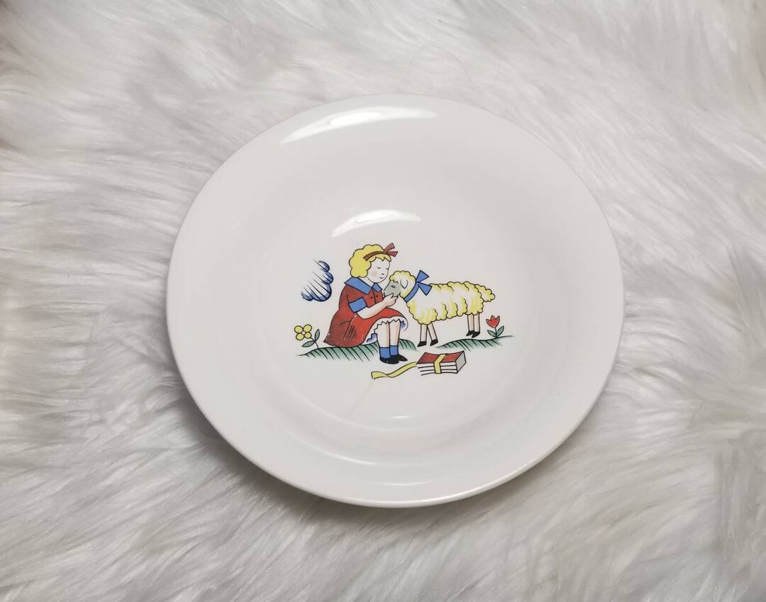 Vintage 1920s Mary & Lamb Edwin M. Knowles Children's China Bowl - Etsy