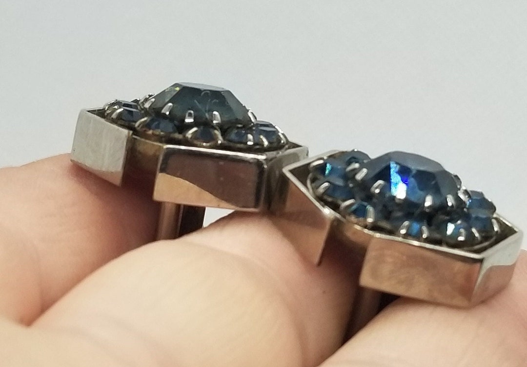 Vintage Super Sparkly Blue Gemstone Cuff Links - Etsy