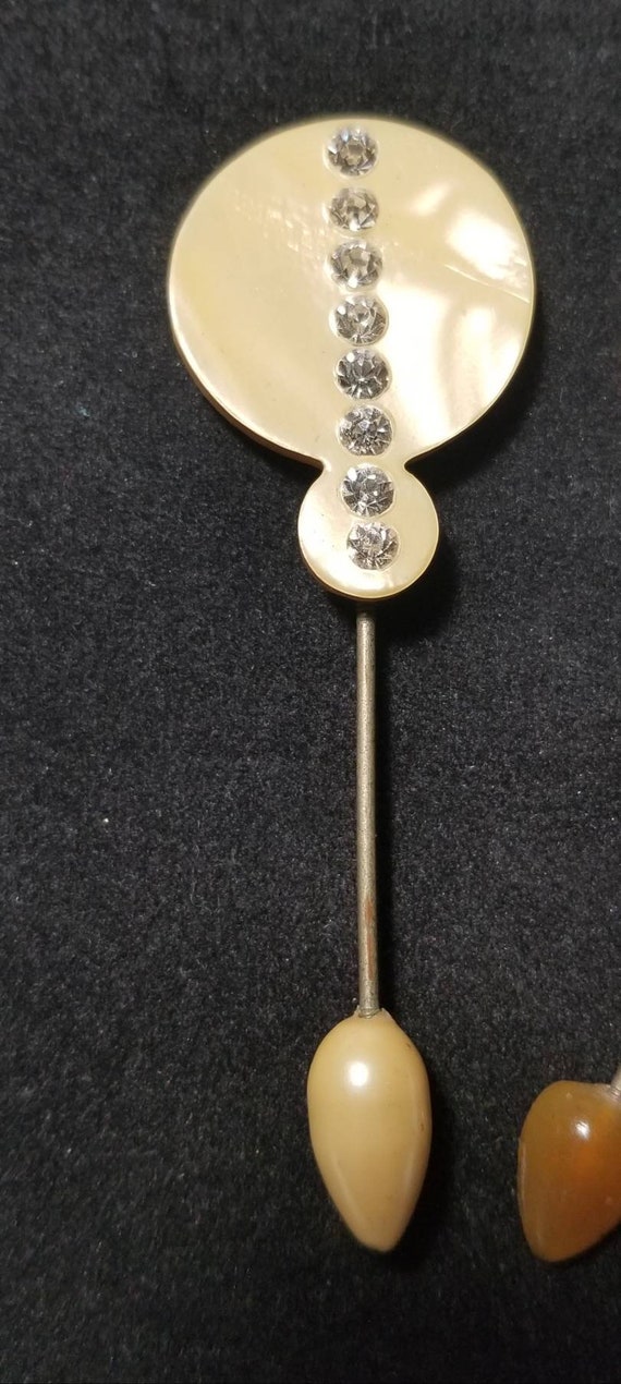 Antique Bakelite Art Deco Screw Stick Pins (2 pieces) - Gem