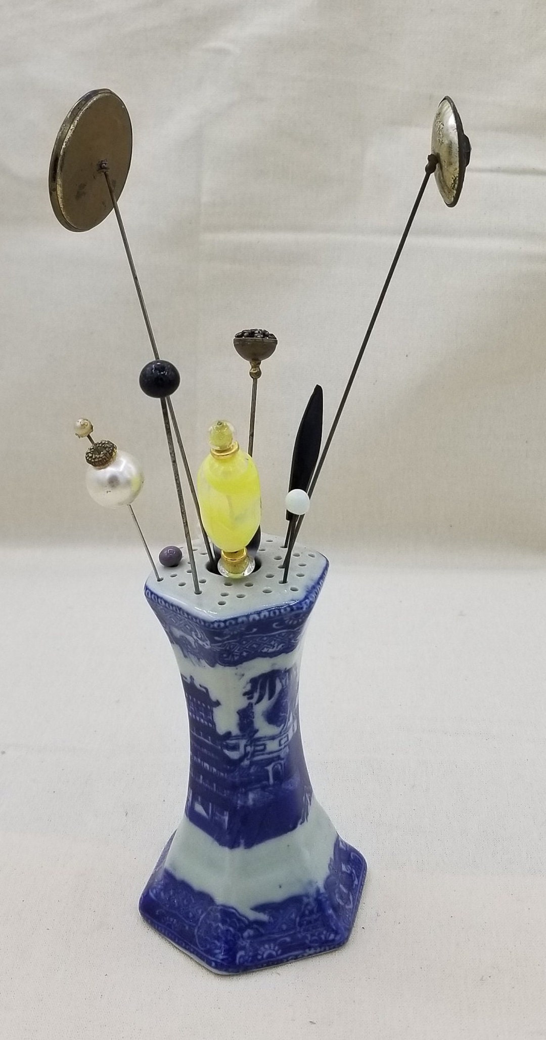 Antique Victoria Ware Hat Pin Vase & 22 Pins - Etsy