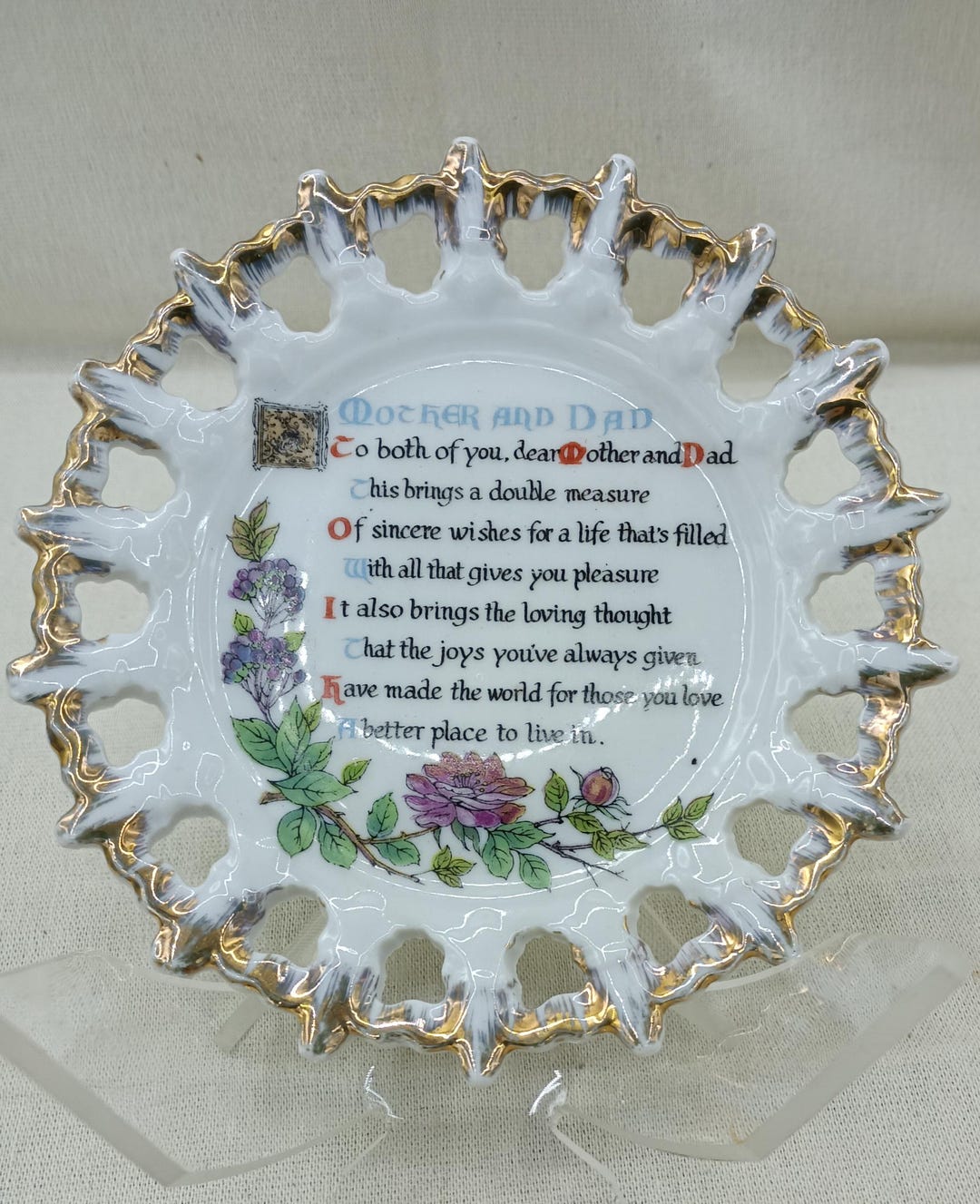 Vintage "mother & Dad" Decorative Poem Plate - Etsy