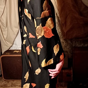 Vintage Edith Flagg CA Falling Leaves Flared Sleeve Dress & Pants Sz S ...