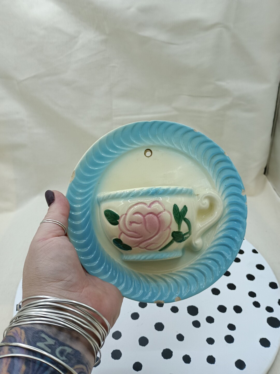 Vintage Teacup & Plate Ceramic Floral Wall Pocket - Etsy