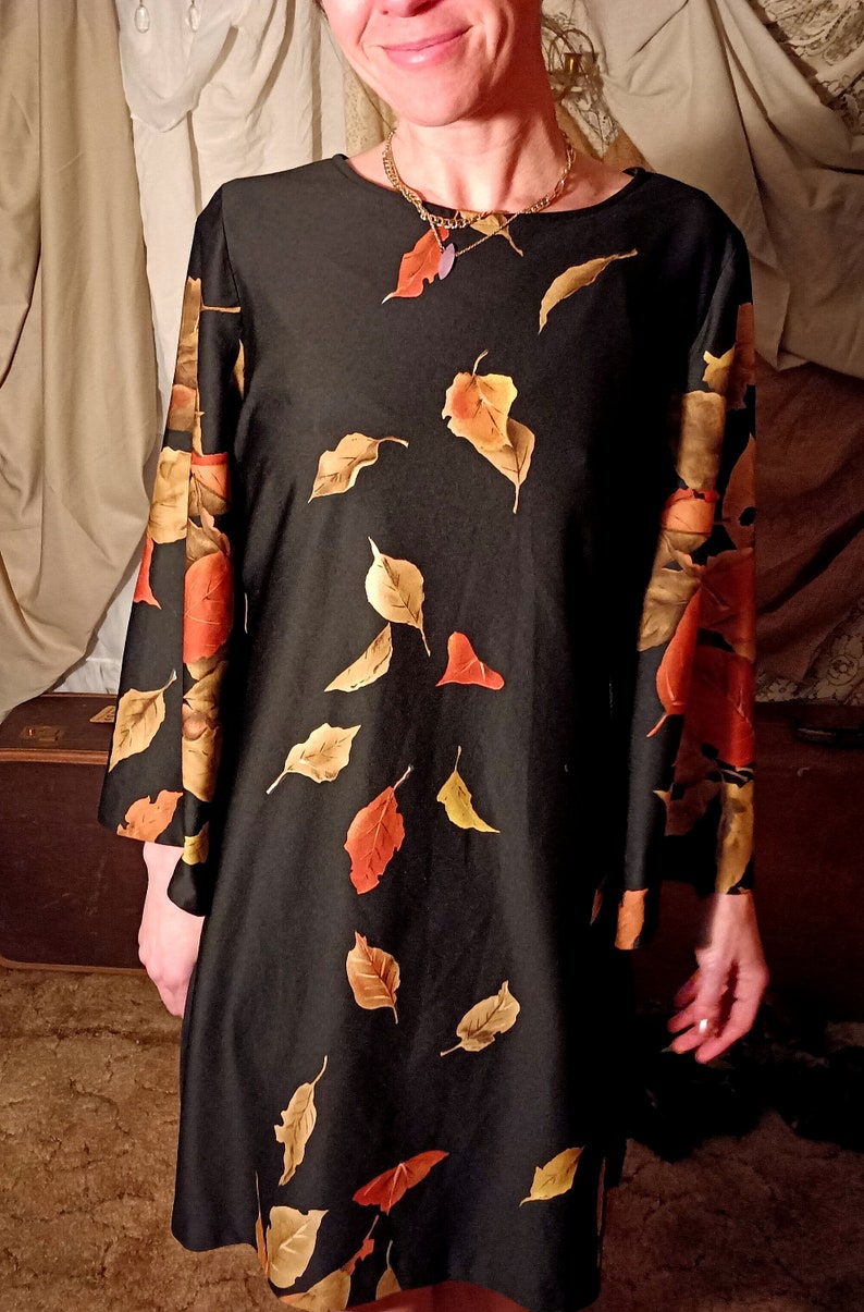 Vintage Edith Flagg CA Falling Leaves Flared Sleeve Dress & - Etsy