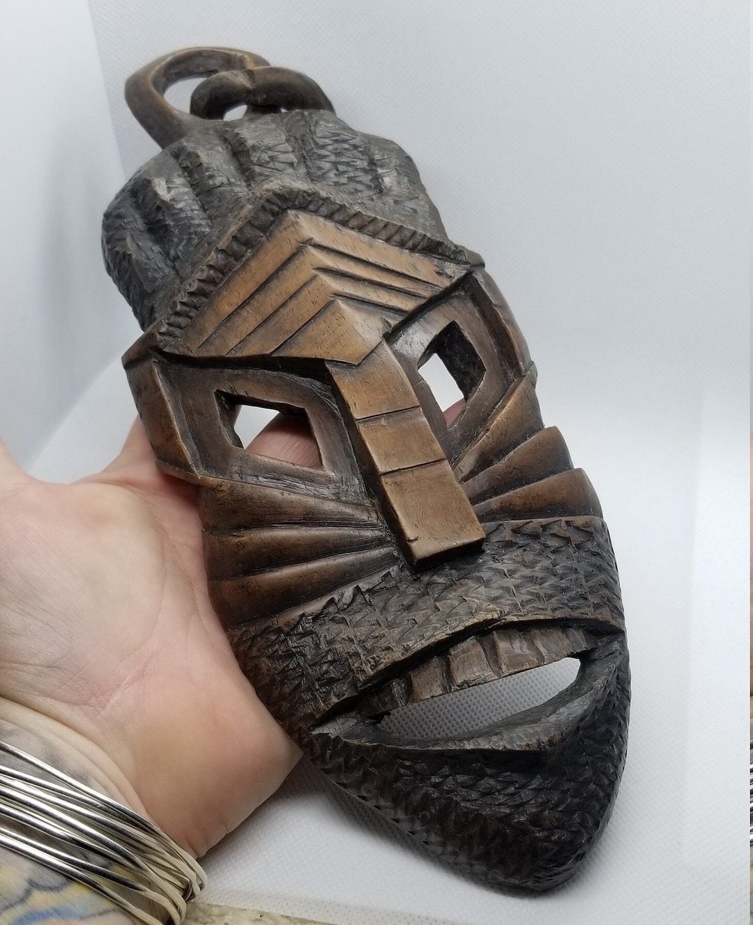 Vintage, Hand-carved Wood Mask Wall Hanging W/ Carved Wood Chain - Etsy