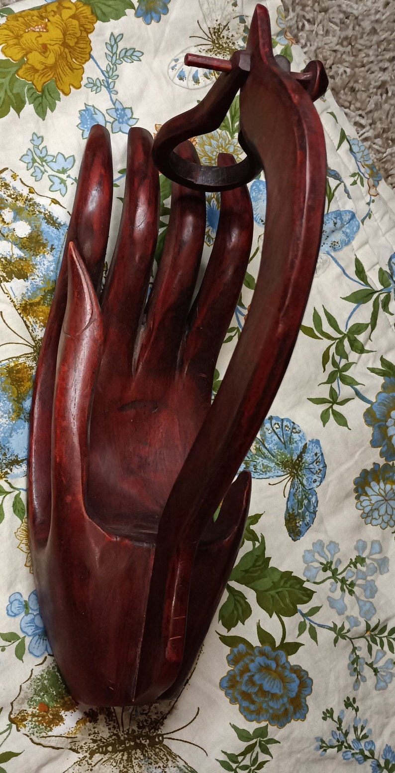 Vintage Carved Wood Thai Buddha Hand Wine Bottle Holder - Etsy