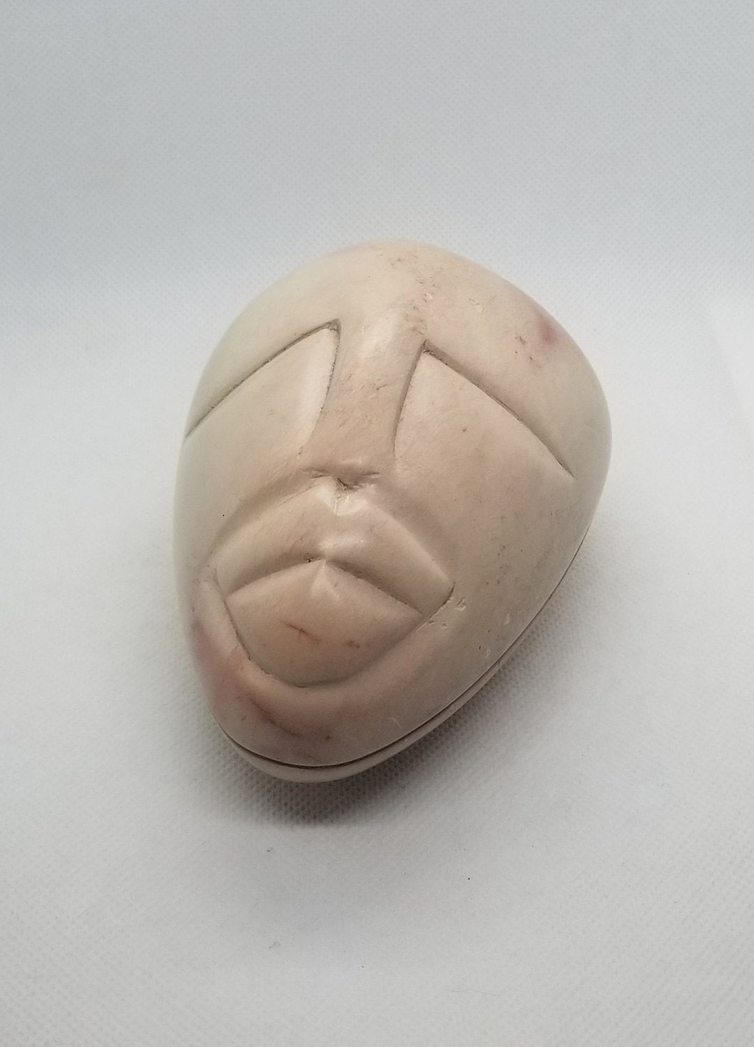 Vintage Hand Carved Pink Marble Face Trinket Box - Etsy