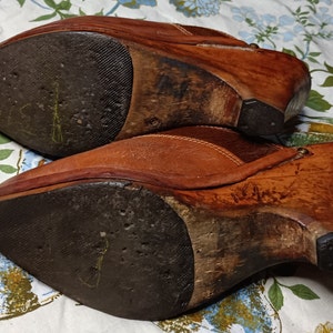 Vintage Cow Hide, Leather, & Wood Sole High Heel Wedge Clogs Sz 6.5M - Etsy