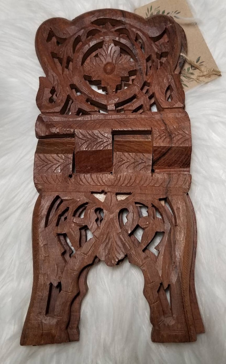 Vintage Hand-carved Indian Himalayan Jungle Sheesham Wood Folding Book ...