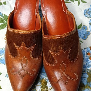 Vintage Cow Hide, Leather, & Wood Sole High Heel Wedge Clogs Sz 6.5M - Etsy