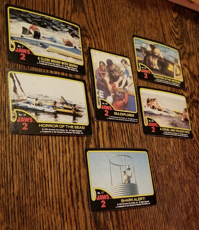 Vintage 1970s Jaws Trading Cards 7 Pieces one is a Sticker - Etsy