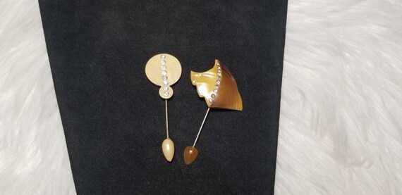 Antique Bakelite Art Deco Screw Stick Pins (2 pieces) - Gem