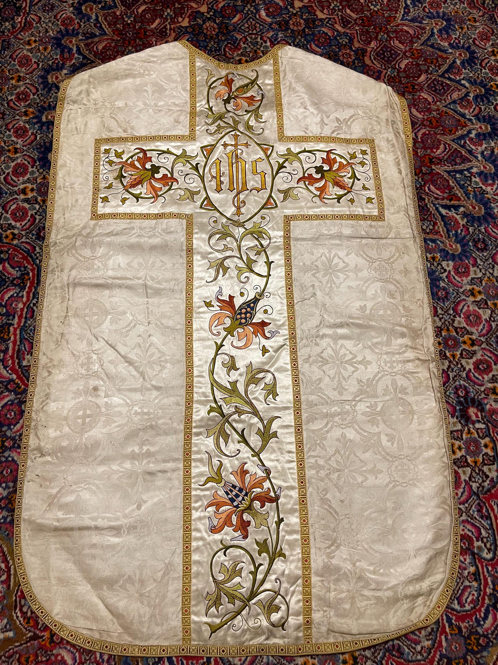 Antique Church Christian Priest IHS Embroidery Vestment, Chasuble Robe ...
