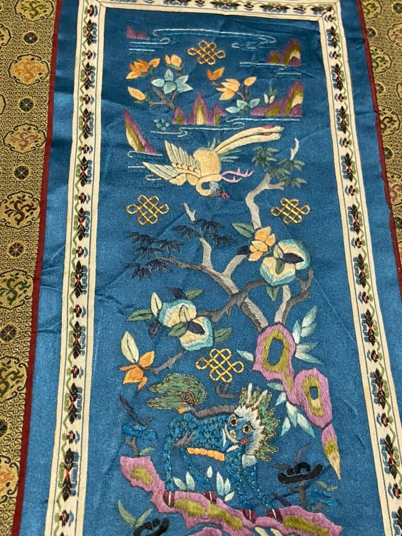 Antique Chinese Tapestry Antique Chinese Textile Floral Wall Hanging ...